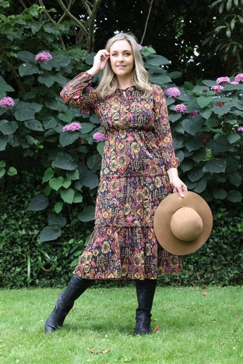 Printed Yoryu Chiffon Dress In Green Caroline Eve
