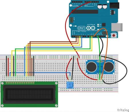Distance Measurement Using Ultrasonic Sensor And Displaying On LCD Arduino Maker Pro