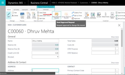 7 A Customer Is Created In Business Central And When We Click On Send