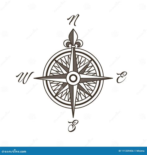 Vintage Nautical Compass Rose Stock Vector Illustration Of East