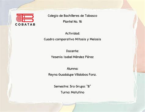 Solution Cuadro Comparativo Mitosis Y Meiosis Studypool