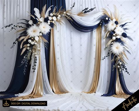 Elegant Navy White And Gold Digital Photography Backdrop Boho Digital Background Gatsby Style