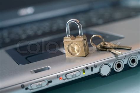 Padlock With Keys On A Laptop Stock Photo Colourbox