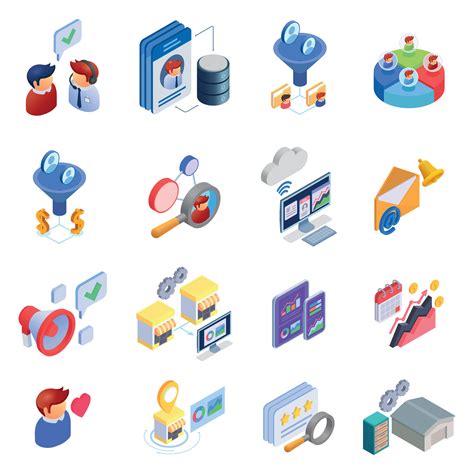 Crm Isometric Set 28705675 Vector Art At Vecteezy
