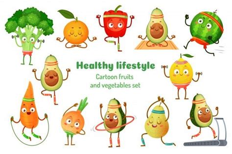 Sport Fruits And Vegetables Healthy Lifestyle Mascots Fruit Sports