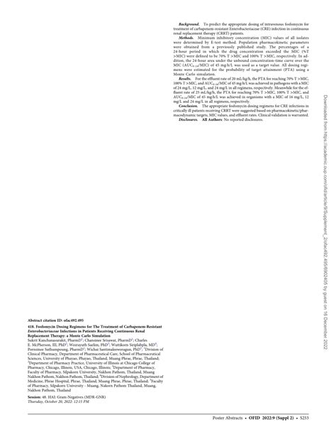 Pdf 418 Fosfomycin Dosing Regimens For The Treatment Of Carbapenem Resistant