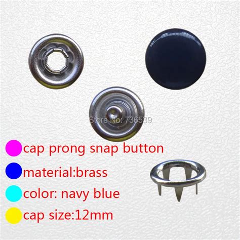Free Shipping 12mm High Quality Brass Navy Blue Cap Prong Snap Button