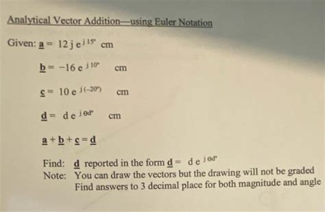 Solved Analytical Vector Addition Using Euler Notation