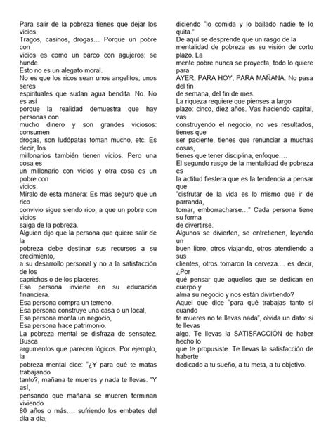 Para Salir De La Pobreza Tienes Que Dejar Los Vicios Pdf