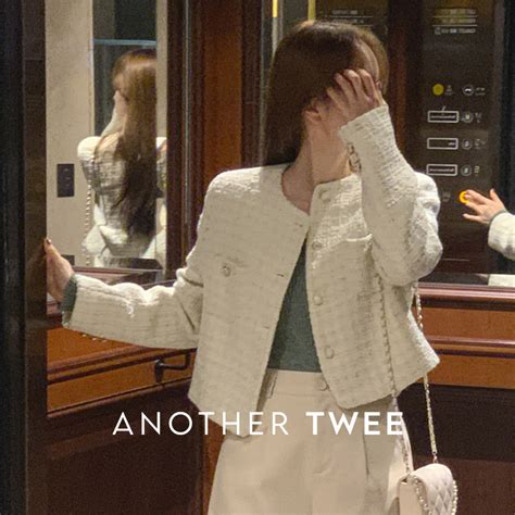 모어렌 하객룩자켓 Made Tjk0373 캔디 펄 크롭 트위드 자켓간절기자켓하객룩하객룩자켓트위드자켓노카라자켓라운드자켓데이트룩