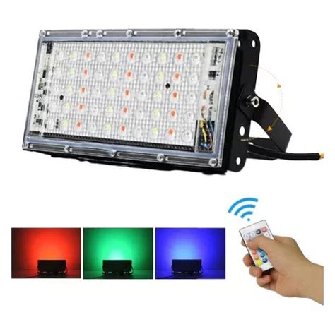 Reflector Led Rgb 50w Rectangular Lampara Para Exteriores MercadoLibre