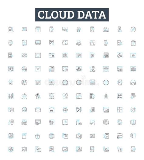 Cloud Data Vector Line Icons Set Cloud Data Storage Platform