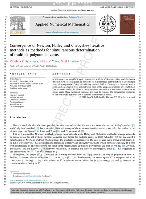 Pdf Convergence Of Newton Halley And Chebyshev Iterative Methods As
