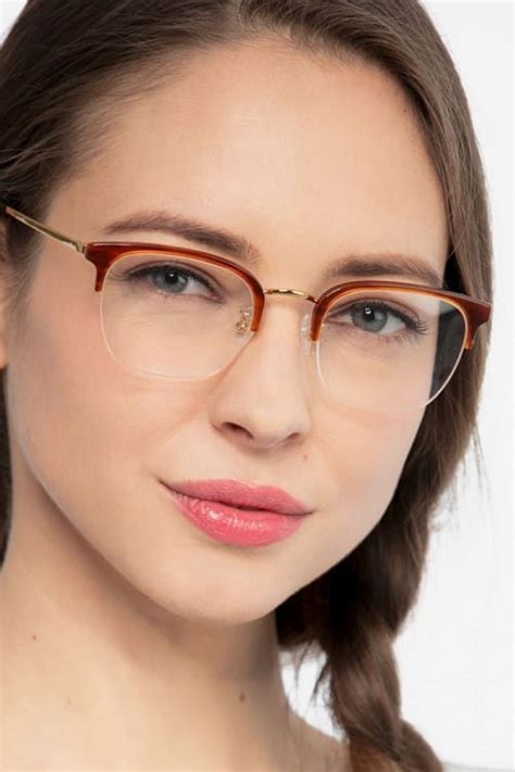 Curie Browline Brown Frame Glasses Fashion Eye Glasses Browline
