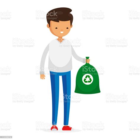 아이 소년 남자 캐릭터 만화 그림 재활용 병 플라스틱 에코 고립 된 아이콘 세트 깨끗한에 대한 스톡 벡터 아트 및 기타 이미지