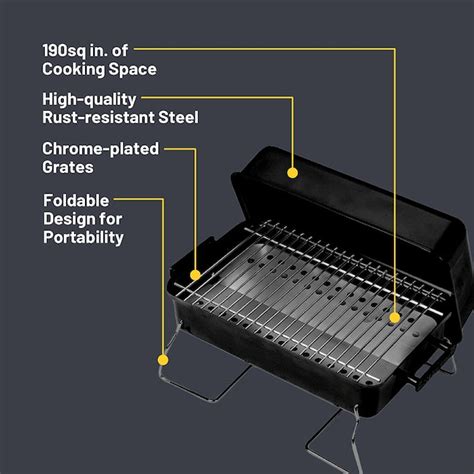 Char Broil 190 Sq In Black Portable Charcoal Grill 465131014 At