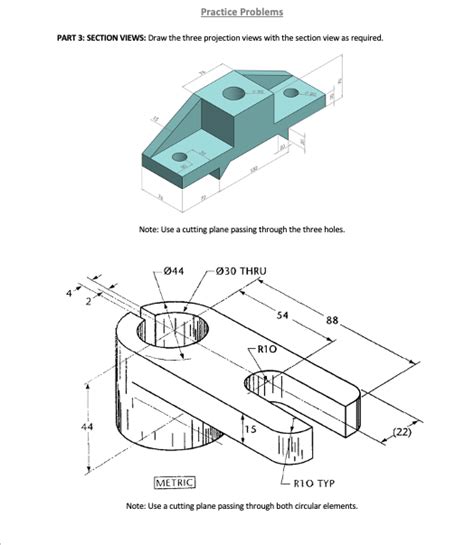solved practice problems part 3 section views draw the