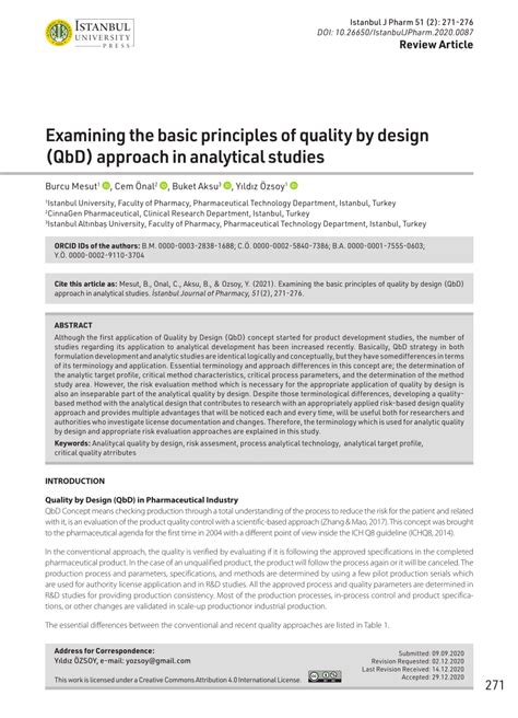 Pdf Examining The Basic Principles Of Quality By Design Qbd