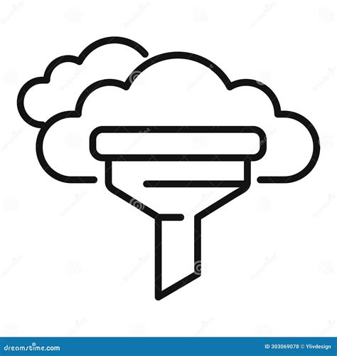 cloud data funnel icon outline vector work idea stock illustration
