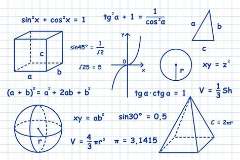 Handgezeichnete Mathematik Geometrie Trigonometrie Symbole
