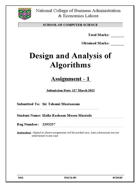 Design And Analysis Of Algorithms Assignment 1 Pdf Algorithms Online Shopping