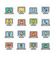 Pirate Signs Color Thin Line Icon Set Royalty Free Vector
