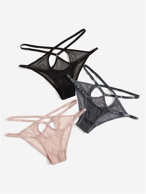 Strappy Cheeky Panties See Through High Rise Side Cut Out Cheekies