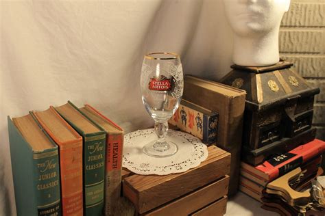 Vintage Stella Artois Belgium Style Ale Stemmed Footed Glass Stock Z132