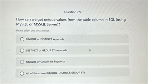 Question How Can We Get Unique Values Studyx
