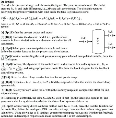 SOLVED Title Control Of A Pressure Storage Tank Q1 100pt Consider
