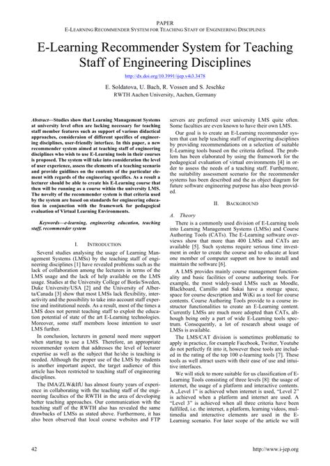 Pdf E Learning Recommender System For Teaching Staff Of Engineering
