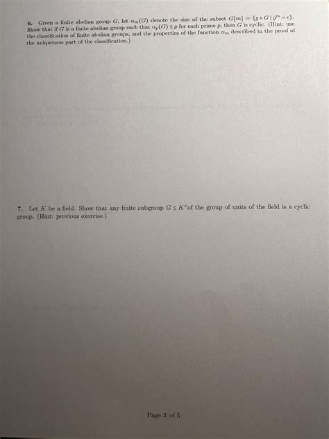 Solved 6 Given A Finite Abelian Group G Let αmg Denote