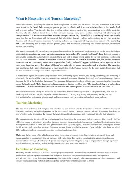 What Is Hospitality And Tourism Marketing Tourism Marketing
