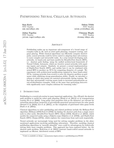 PDF Pathfinding Neural Cellular Automata