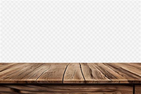 제품 전시 를 위해 투명 한 배경 에 고립 된 현실적 인 나무 테이블 또는 표면 프리미엄 Ai 생성 Psd