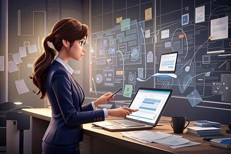 Premium Ai Image Efficiency Unleashed Businesswomen Embrace Document