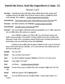 David And Goliath Bible Hero Drama Or Puppet Skit Script Plus Other