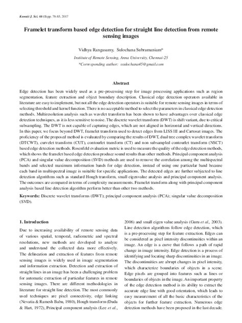 Pdf Framelet Transform Based Edge Detection For Straight Line