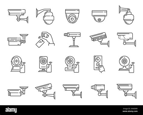 Cctv Icons Camera For Security Surveillance And Video Control Vector