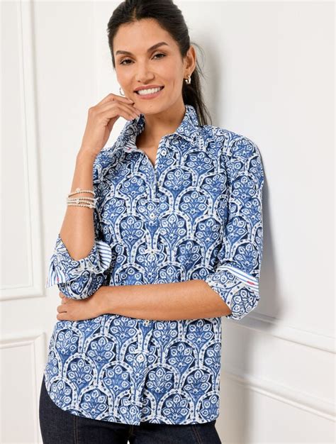 Modern Classic Shirt Woodblock Fan Talbots