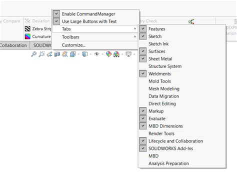 Tab Missing Sheet Metal Weldment Etc In Solidworks Ime Wiki