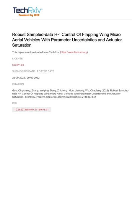 pdf robust sampled data h∞ control of flapping wing micro aerial