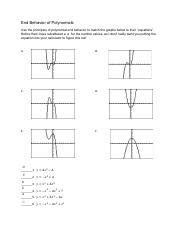 Polynomial End Behavior Pdf End Behavior Of Polynomials Use The Principles Of Polynomial End