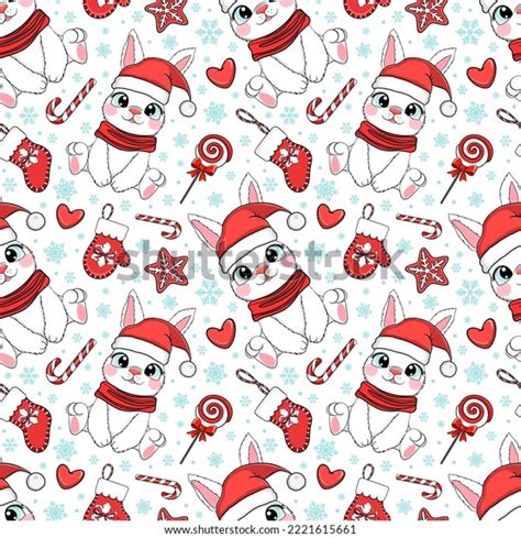 Seamless Pattern Christmas Candy Cane Caramel Stock Vector Royalty