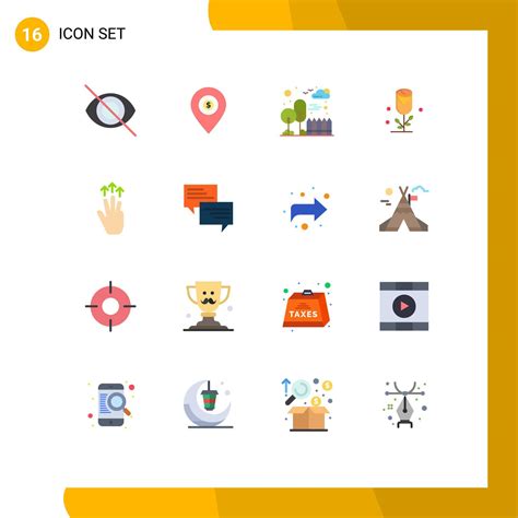 Editable Vector Line Pack Of 16 Simple Flat Colors Of Hand Wedding Building Heart Flower