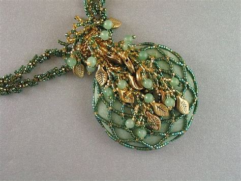 Green Jade Donut Netted Beadwork Necklace By Notsoplainbyjane On Etsy