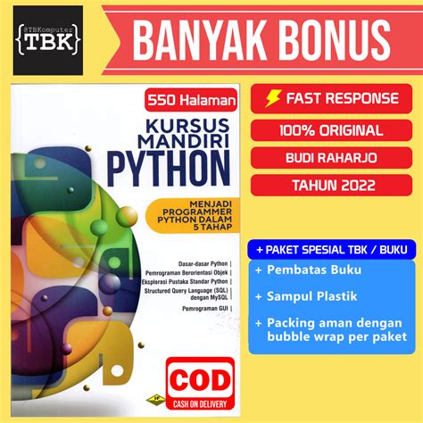 Jual Buku Kursus Mandiri Python Menjadi Programmer Python Dalam 5 Tahap Budi Raharjo Shopee