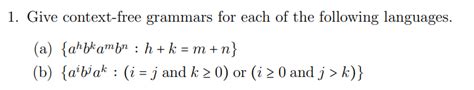 solved 1 give context free grammars for each of the