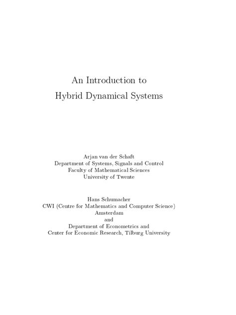 Introduction To Hybrid Systems Pdf System Automata Theory