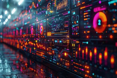 an array of futuristic screens displaying holographic data